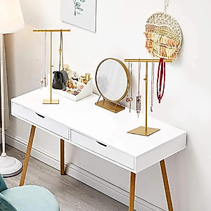 SHUNKAIZS Necklace Holder Jewelry Stand, Purse Display Stand, 2Pcs Stainless Display Stand, Jewelry Tower Stand Adjustable Height for Necklaces, Bracelets, Bag