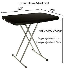 zagtag Folding Table 30Inch Small Foldable Table for Kids Picnic and Laundry Room, Tray Table, Black