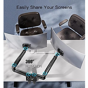 HUANUO Dual Desk Monitor Stand, for Two 13-35" Screens with USB, Height Adjustable Ultrawide Double Gas Spring Arm for 2 Monitors, 75 x 75mm/100 x 100mm VESA Mount, Hold up to 26.4lbs/Arm