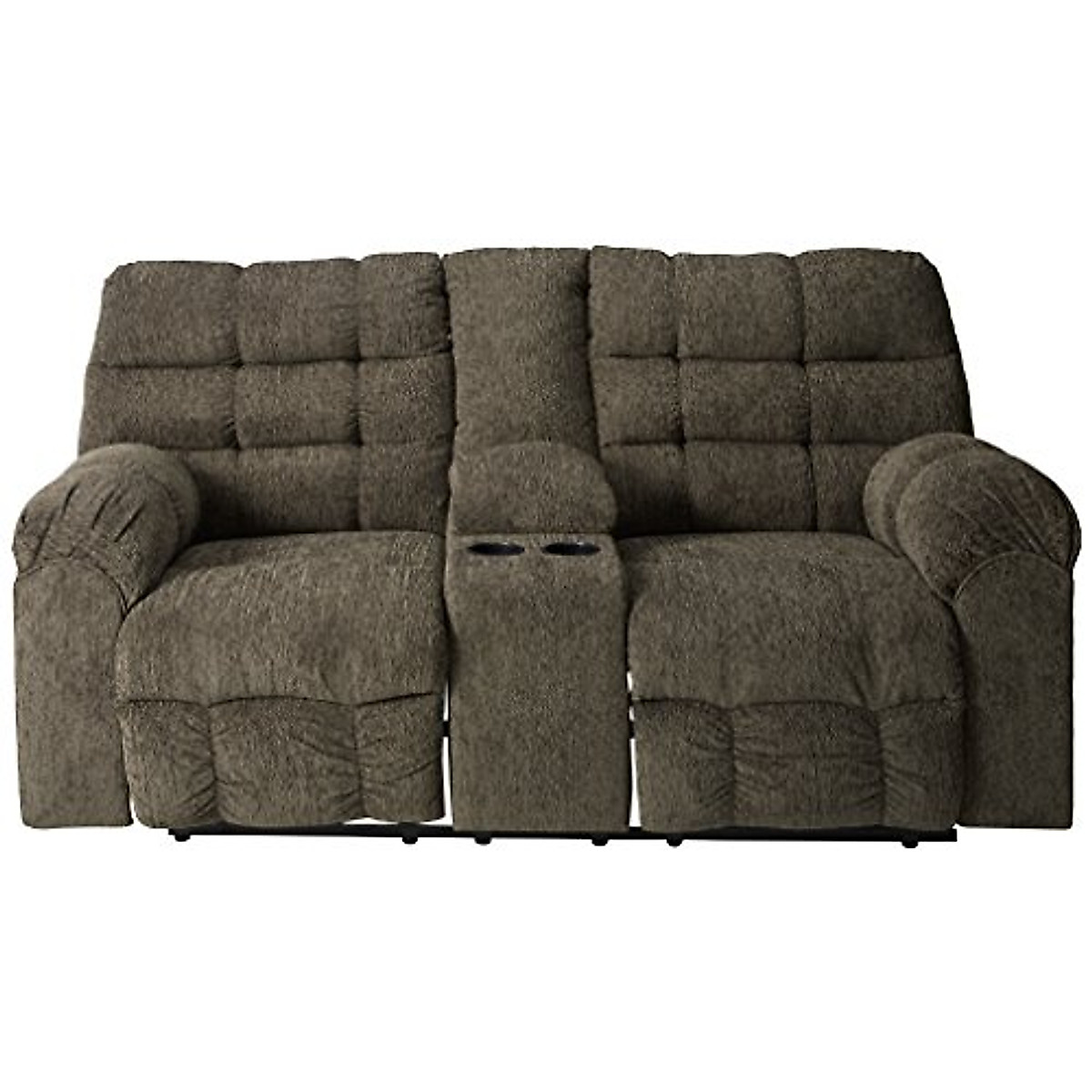Signature Design by Ashley Acieona Oversized Manual Reclining Loveseat with Center Console & Cup Holders, Dark Gray