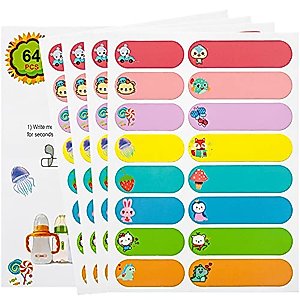 Baby Bottle Labels for Daycare, 64 PCS School Supplies Name Label Stickers for Kids Stuff, Waterproof Daycare Labels Self-Laminating, Dishwasher Safe, Toddler Preschool Labels for Sippy Cup, Lunch Box