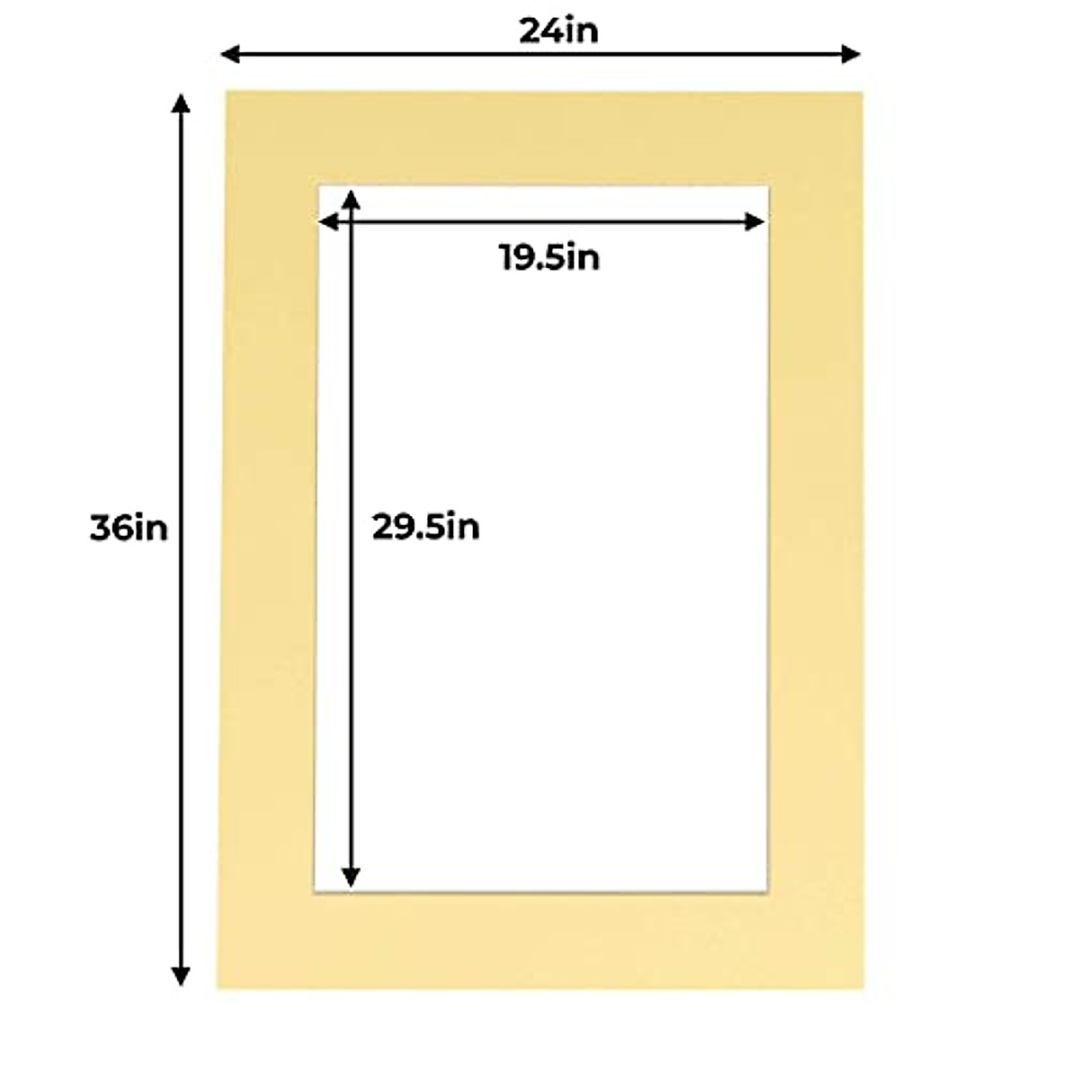 24x36 Mat for 20x30 Photo - Precut Soft Yellow Picture Matboard for Frames 24 x 36 Inches - Bevel Cut Matte to Display Art 20 x 30 Inches - Acid Free Pack of 10 MATS with Backing Boards & Clear Bags