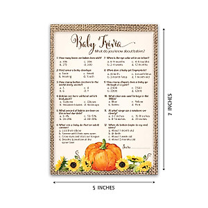PUMPKIN Baby Shower Game, Pumpkins BABY TRIVIA Game — Pack of 25 — FALL Baby Shower, Rustic GENDER NEUTRAL Baby Shower Games, Little Pumpkin Autumn Fall Baby Halloween baby party games SKU G331-TRV