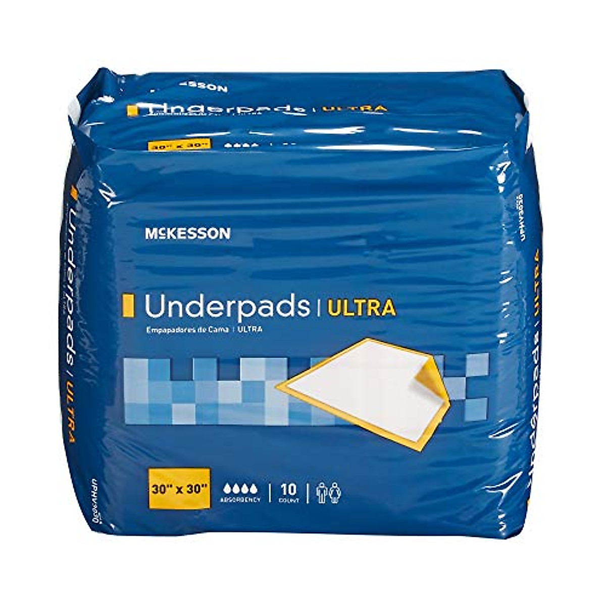 McKesson Ultra Underpads, Incontinence Bed Pads, Heavy Absorbency, 30 in x 30 in, 100 Count
