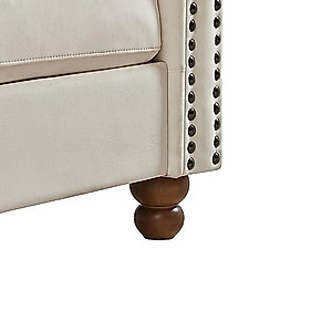 EMKK Chesterfield Sofa, Classic Tufted Upholstered Couch, Modern 3 Seater Loveseat Long Settee Furniture with Rolled Arms and Nailhead,Back and Legs for Living Room Office, Apartment