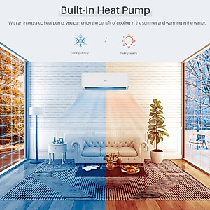 DELLA 12000 BTU Wifi Enabled Mini Split Air Conditioner & Heater Ductless Inverter System, 17 SEER 110-120V Energy Efficient Unit w/ 1 Ton Heat Pump, Cools Up to 550 Sq. Ft. (FZ Series)