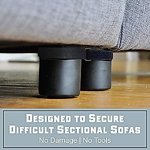 Couch Clamp PRO Non-Slip Sectional Connectors with Hook-and-Loop Cinch Clips for Sliding Sofas - Prevents Floor Scratches and Big Gaps in Your Couch with Easy Install No Tools Required (4 Pack)