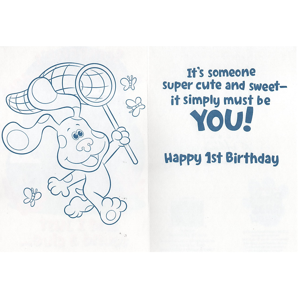 Blue's Clues 1st Birthday Coloring Card Someone is Turning (One) 1 Today