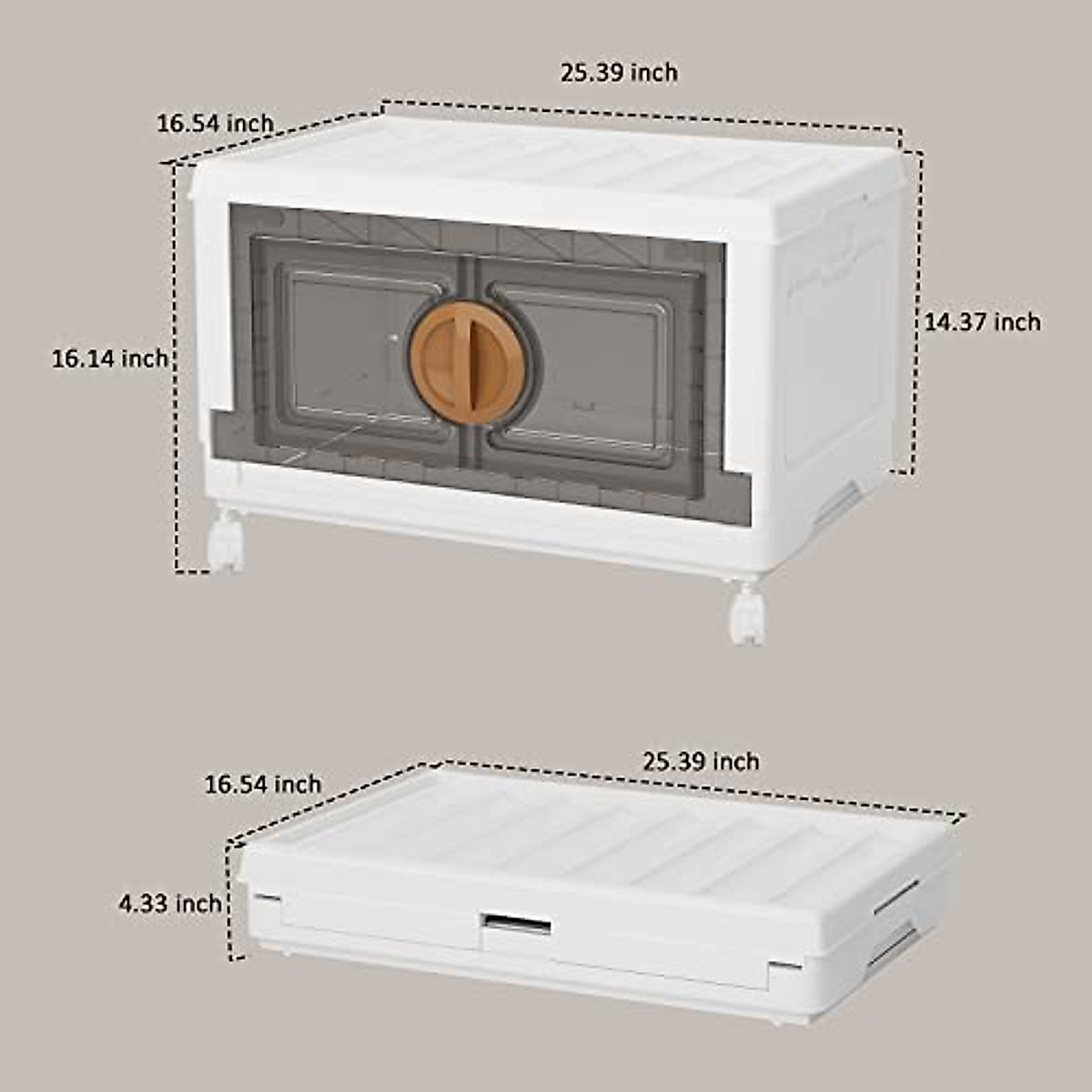 Webetop Large Collapsible Storage Bins with Lid - 19 Gal Folding Storage Box with Universal Wheels, Plastic Storage Bins for Household, Living Room, Dorm Stackable Storage Bins with Door
