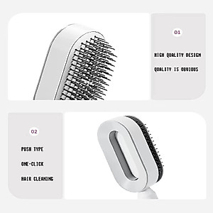 RUIYUE Hair Brush for Women, Self Cleaning Airbag Massager Hairdressing Brush, White