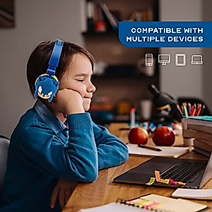 Sonic The Hedgehog Over-Ear Headphones for Kids - Adjustable Headband, Stereo Sound, Tangle-Free Cable, Volume Control, and 3.5mm Jack - Perfect for School, Home, and Travel