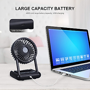 WUYILED Battery Operated Fan, Small Table Fan with Strong Airflow Quiet Operation Portable Fan Speed Adjustable Head Mini Personal Fan for Home Office Bedroom Table and Desktop 4 Inch