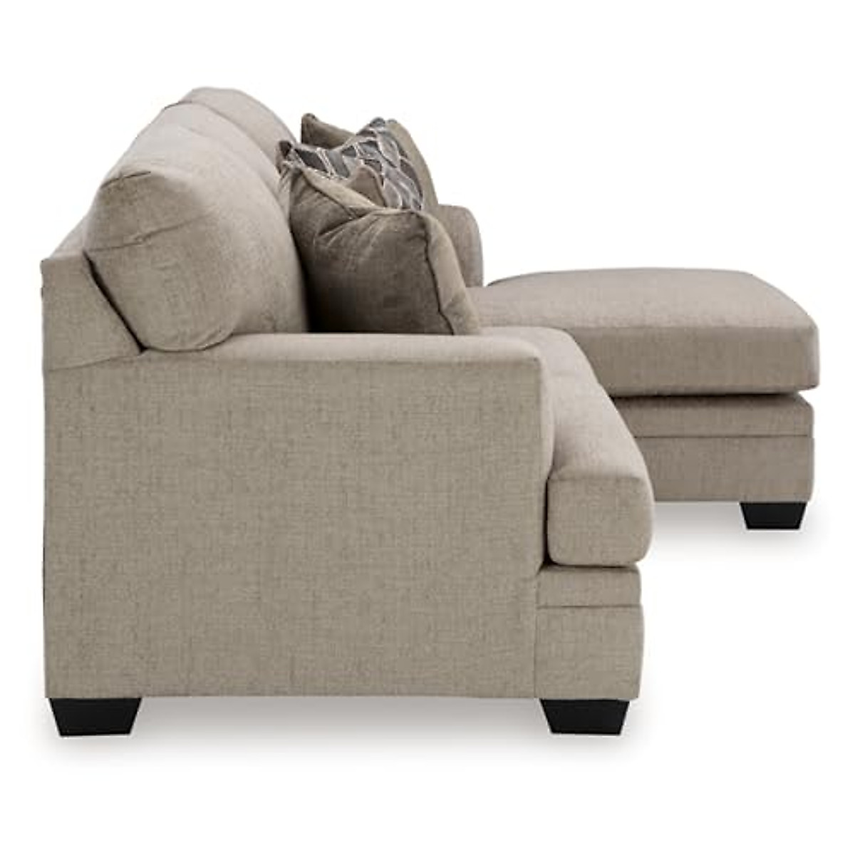 Signature Design by Ashley Stonemeade Casual Right-Arm Facing Sofa Chaise with 4 Toss Pillows, Light Brown