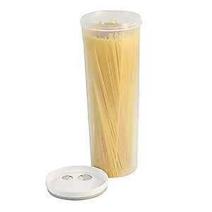 Eioflia Pasta Container Plastic Cereal Storage Dry Food Dispenser Tank with Rotating Lid for Grain Noodles