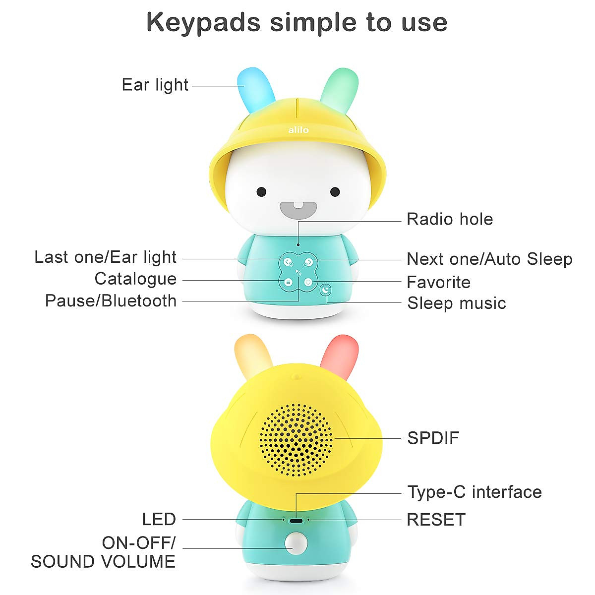 Alilo Smart Learning Robot Bunny Toy, Rabbit Montessori Education Toy with New Deluxe Bluetooth and Lights Model, Bedtime Storytelling, Gift Present for 8-48 Months Baby Kids Infants Toddlers