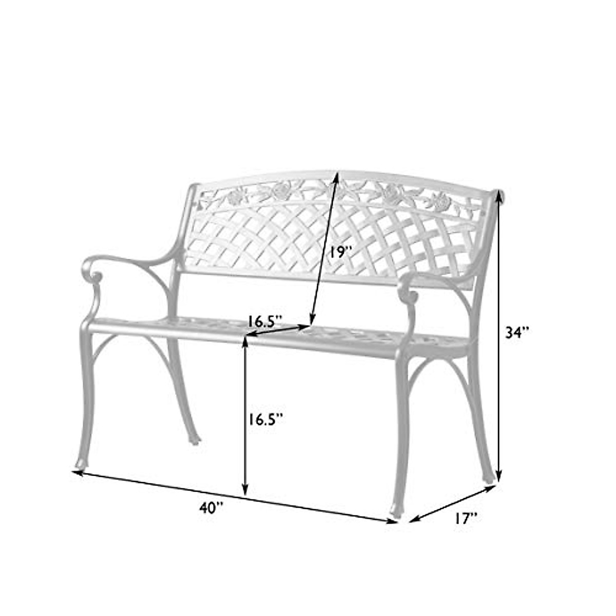 Patio Sense 63285 Scarlet Cast Aluminum Patio Bench Heavy Duty Rust Free Metal Construction Lightweight Easy Assembly for Front Porch Backyard Lawn Garden Pool Deck - Antique Bronze Finish