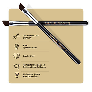 Parallel Products - The BROW Brush - (2 Pack) Premium Angled Eyebrow Brush for Powder, Henna, Cream, Tint, Makeup, Gel, Lamination and Wax