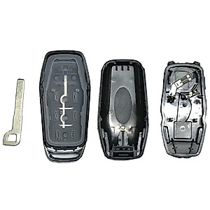 Key Fob Case Shell Fit For Ford Explorer Edge Mustange Fusion 5 Buttons Replacement Keyless Entry Remote Smart Key Fob Cover Casing with Button Pad & Uncut Key Blade Blank