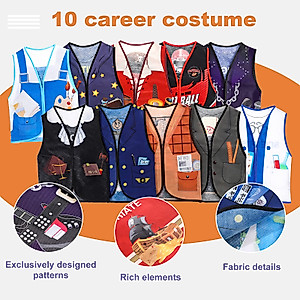10 Pcs Kids Dress Up Vest Children Role Play Vest Career Costume for Dramatic Pretend Play Party Supplies, 17 x 13.8 Inches(Cool Style)