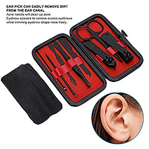 8pcs Manicure Set, Stainless Steel Material High Hardness Mens Grooming Kit, Eyebrow Scissors Nail Clipper Acne Needle Pedicure Kit, for Trim Nail Edge