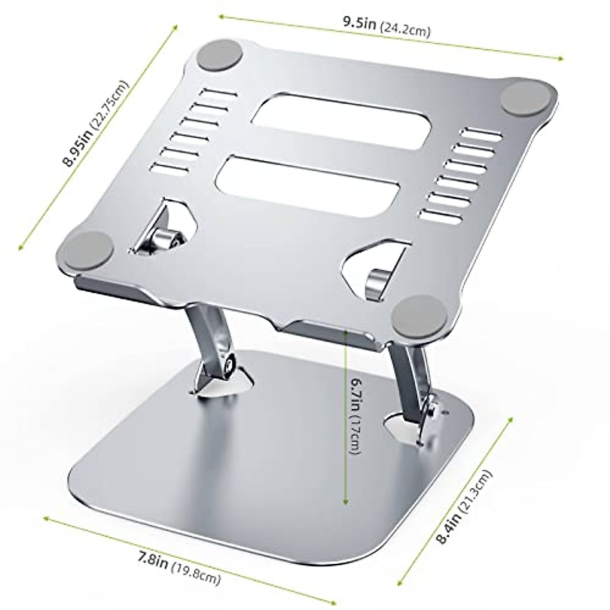 KBREE Aluminum Alloy Laptop Stand, Lifting and Foldable Desktop Riser with Cooling Function for Tablet Support, Adjustable, Multi-Angle Notebook Riser ,Compatible with All Laptop 10-15.6 Inches-Grey