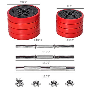 Soozier Adjustable Dumbbell Set, 44lbs Convertible to Barbell Weight Set for Home Gym Women and Men Weight Lifting Training