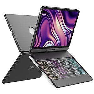 GGH Touch iPad Keyboard Case Air 13 (M2) 2024 &12.9 iPad Pro (4th, 3rd Gen),360°Rotatable Protective Cover Multi-Touch Trackpad Keyboard Case with Pencil Holder