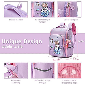Maod Preschool Girls Backpacks for Kids Elementary School Backpack Suitable For 4-8 Years Old (Purple)