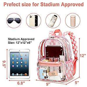 Clear Mini Backpack Stadium Approved 12x12x6 Small Transparent Backpacks Plastic See Through Bag for Work Festival Security Travel