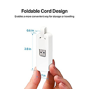 TP-Link USB to Ethernet Adapter, Foldable USB 3.0 to 10/100/1000 Gigabit Ethernet LAN Network Adapter, Support Windows 10/8.1/8/7/Vista/XP for Desktop Laptop Apple MacBook Linux (UE300)