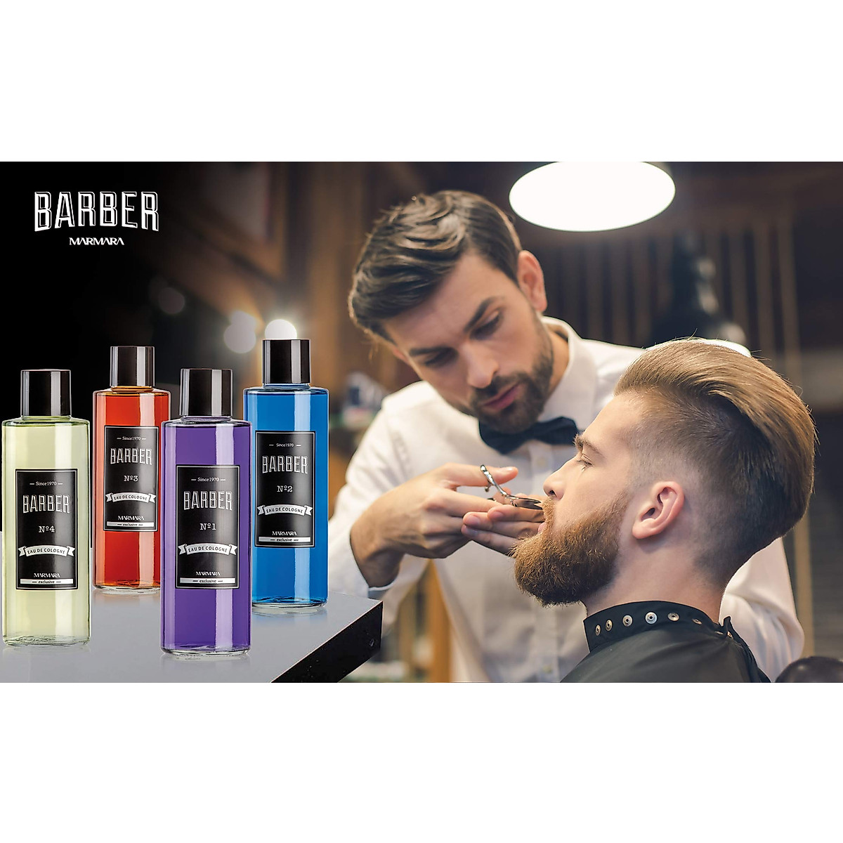 Marmara Barber Cologne - Best Choice of Modern Barbers and Traditional Shaving Fans (No 4 Green, 250ml x 2 Bottles)