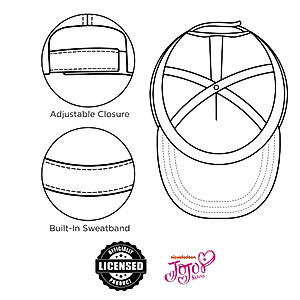 Nickelodeon Girls Baseball Cap, JoJo Siwa Adjustable Kids Hat For Ages 4-7, White