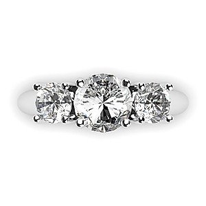 Metal Factory Sz 10 Sterling Silver 925 Cubic Zirconia CZ 3 Stone Engagement Ring