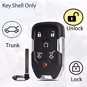 SUPALAND Key Fob Shell Case Replacement Fits for Chevy Suburban Tahoe GMC Yukon 2015 2016 2017 2018 2019 2020 Keyless Entry Smart Remote Control 6 Button Pad Outer Cover