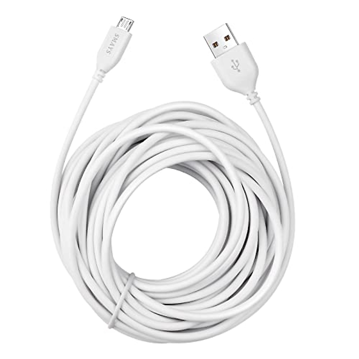 Smays 26ft Power Extension Cable Compatible with Wyze Cam, Zmodo, Blink Mini, Oculus Go, Kasa Cam, Yi Home Security Camera in Outdoor Indoor, Long Micro USB Cord White