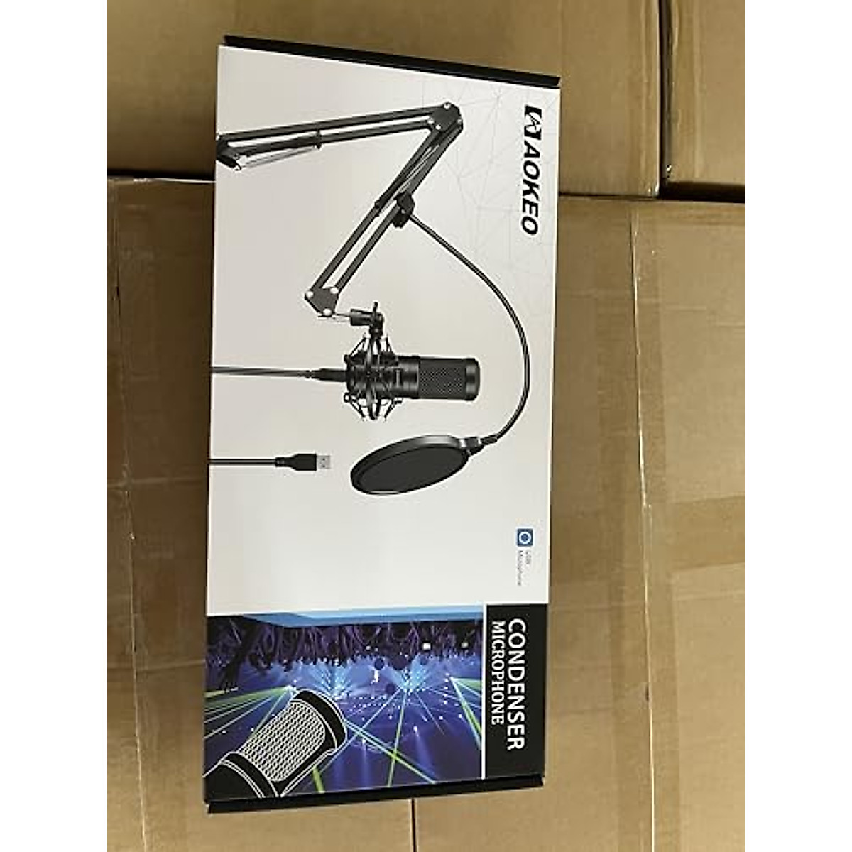 Aokeo USB Condenser Microphone, 192kHZ/24bit Professional PC Streaming Podcast Cardioid Microphone Kit with Boom Arm, Shock Mount, Pop Filter, for Recording, Gaming, YouTube,Meeting, Discord