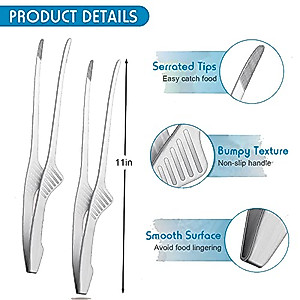 Woyrise 3Pcs Reptile Feeding Tongs, Long Stainless Steel Tweezers, Rubber Tipped Tweezers, Bug Scooper Cricket Clamp, 2Pcs Reptile Food Bowl Water Dish for Lizard,Gecko,Spider,Snakes