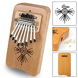 REGIS Kalimba 8 Key exquisite Finger Thumb Piano Marimba Musical good accessory Pendant Gif (Wood color)