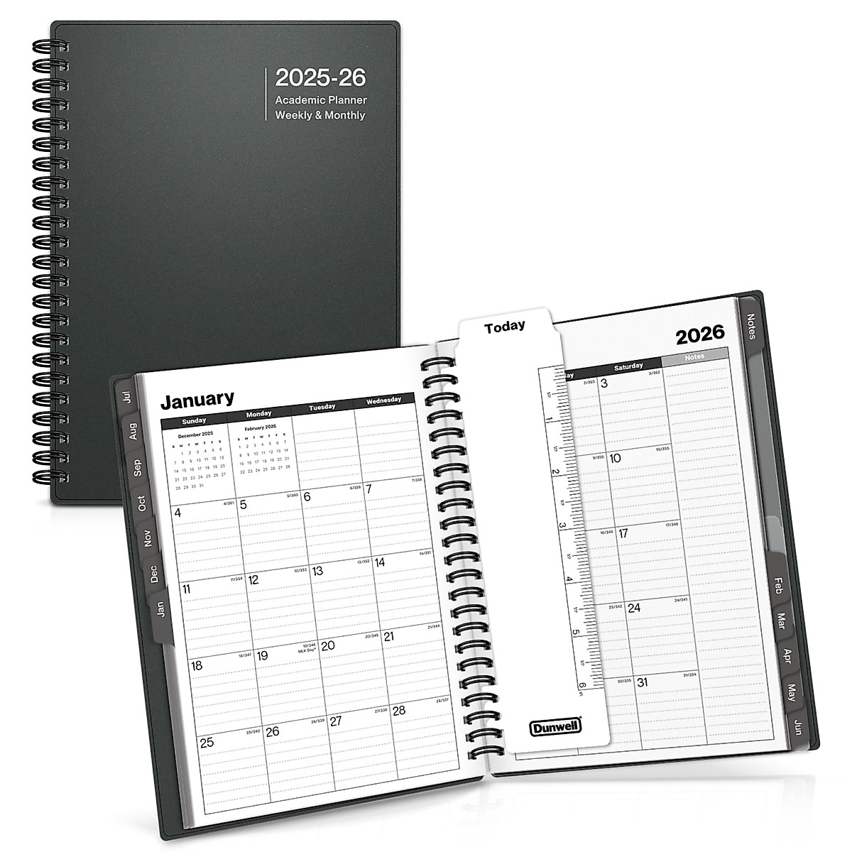 Dunwell 2023 Planner Weekly Monthly (6x8.25"), Small 2023 Planner Book, Agenda 8 x 6, Calendar Yearly Planner, Monthly Tabs, Bookmark, Notes, Inner Pocket, Stickers