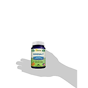 Purified Omega 7 Fatty Acids - 200 Capsules - from Natural Sea Buckthorn, XL Vitamin Supplement, No Fish Burp, Vegan Omega-7 Palmitoleic Acid, Compare to Omega 3 6 9 for Complete Weight Loss Results