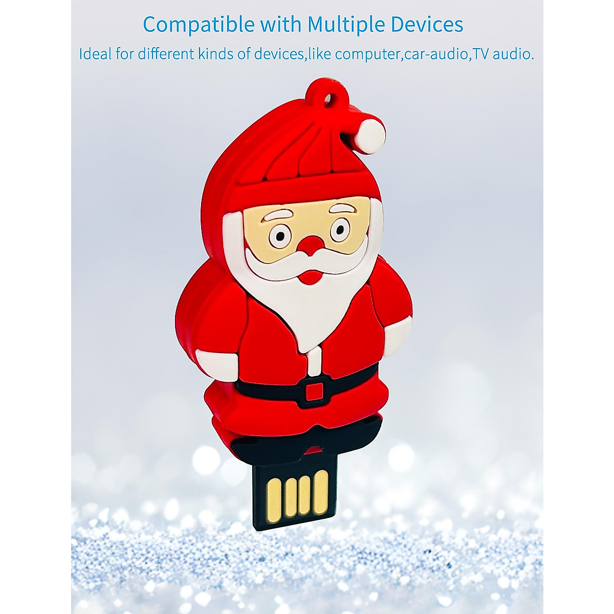 ZJR 64GB USB Flash Drives Cute Thumb Drive Christmas Santa Cartoon Memory Stick with Keychain New Year Gifts Pen Drive for Xmas Friends Family