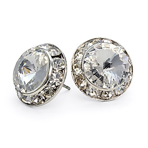 PammyJ Bridal Earrings | 15mm Crystal Round Earrings (Clear)