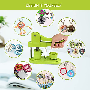 Button Maker Machine (4th Gen) FASTTOBUY Installation-Free 37mm 1.5 Inch Upgrade Badge Maker Pin Maker Press Machine with 405pcs Free Button Parts, Circle Cutter