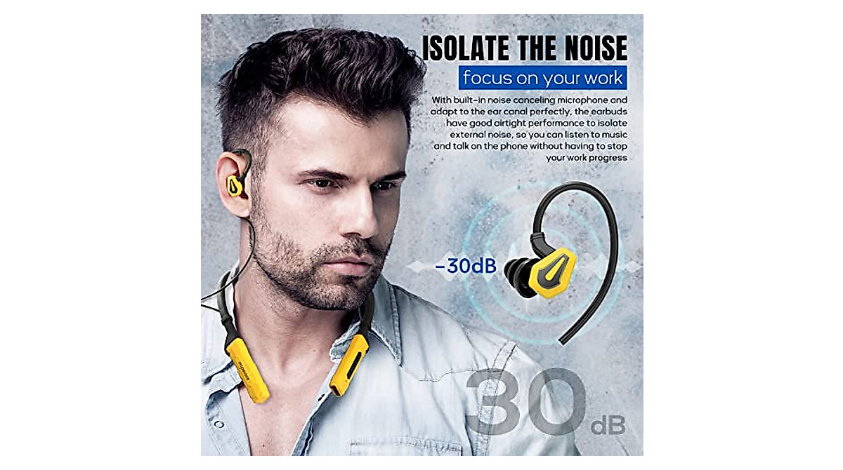 Bluetooth Earplug Headphones with Noise Reduction & 50H Playtime