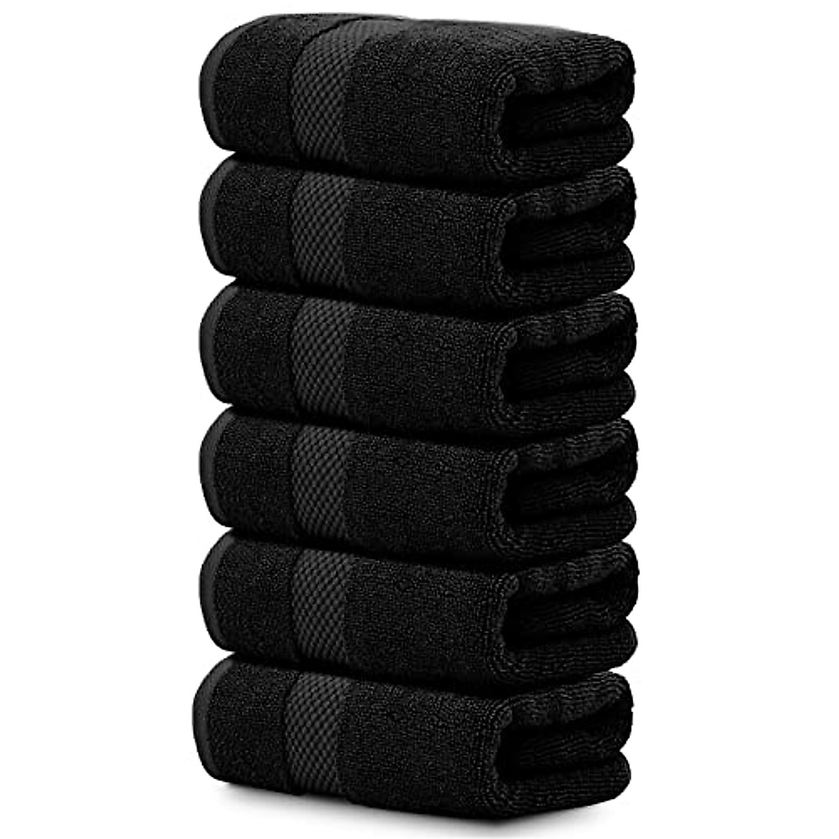 White Classic Luxury Hand Towels | 6 Pack Luxury Cotton Washcloths | 12 Pack Bundle (Gray)