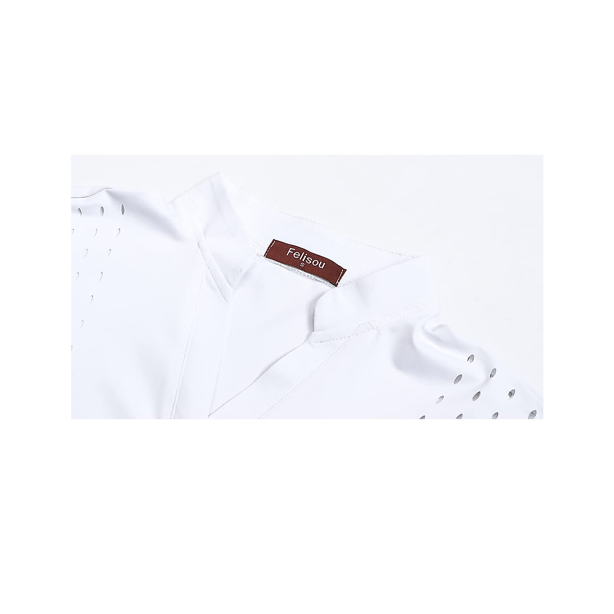 Felisou Golf Clothes for Women,Tennis Polo Shirts Athletic Moisture Wicking Running Short Sleeve Sport T Shirts V Neck Summer Casual Clothes White M