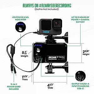 External Battery for Go Pro/Mevo GoPro Accessories for Go Pro 11 Hero 10 9 8 7 5 Baseball GoPro Fence Mount. JUICEBANK 7800mAh 6-8.5hrs The Best Portable Battery Power Bank! YOLOtek US Veteran Owned