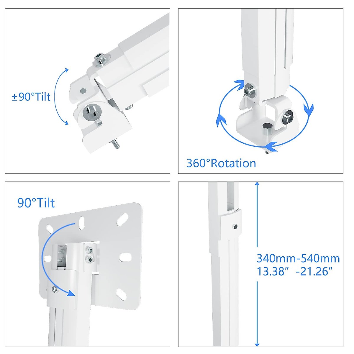Suptek Extended Mini Projector Ceiling Mount Adjustable Wall Mount with Thread Adapters for Projector DVR Camera, Max 21inch (PR05MINI)