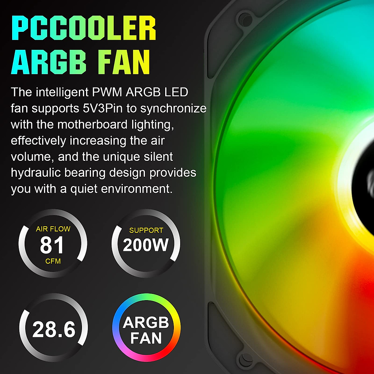 PCCOOLER Paladin 400 Premium ARGB CPU Air Cooler with PWM 130mm Fan, 200W TDP, 4 High Performance Heatpipes, Nickel-Plated Anti-oxidant Protective Layer for AMD Ryzen AM4 and Intel LGA 1700/1200/115X