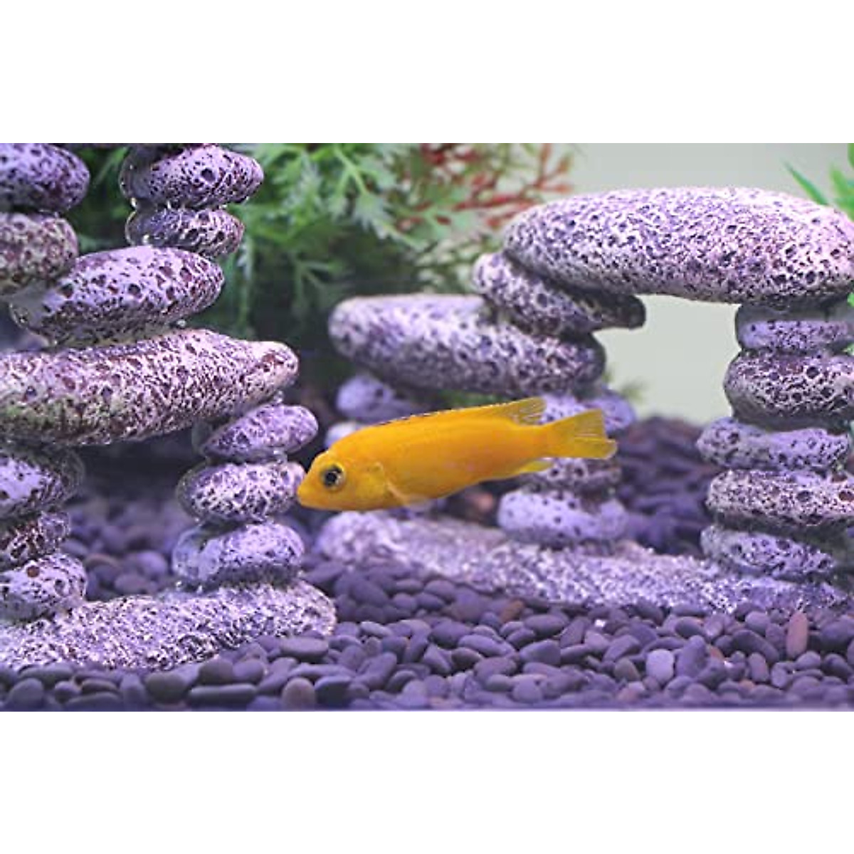 AQUA KT Aquarium Landscape Cobblestone Stacked Stones for Cichlid Fish Hiding Betta Hideout Tank Decoration, Pack of 2